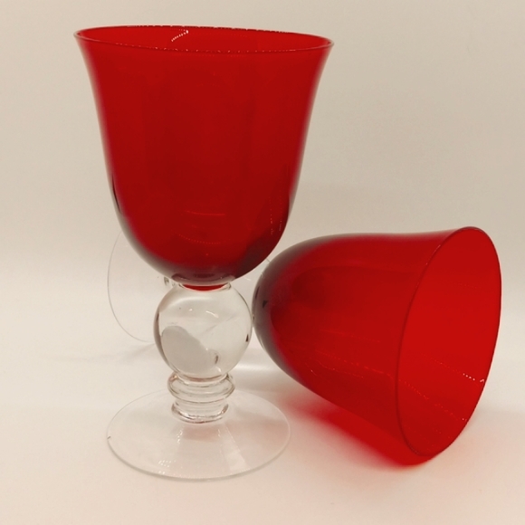 Vintage | Dining | Vintage Blood Orange Red Glass Water Wine Goblet ...